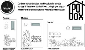 Sizes Available Selection - PO Box Designs